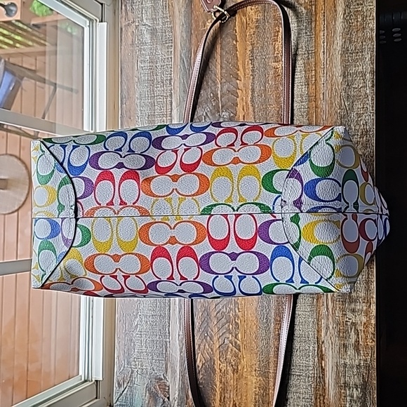 Coach | Bags | Coach Reversible City Tote In Rainbow Signature Canvas | Poshmark